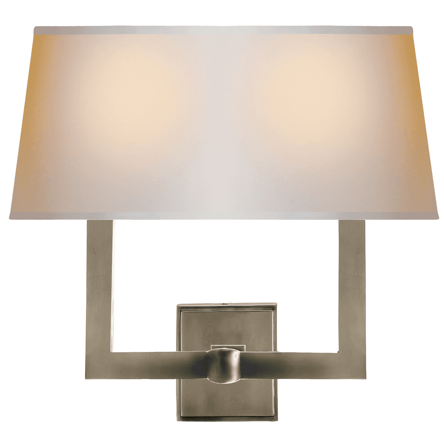 VC - Square Tube Double Sconce in Antique Nickel with Natural Paper ...